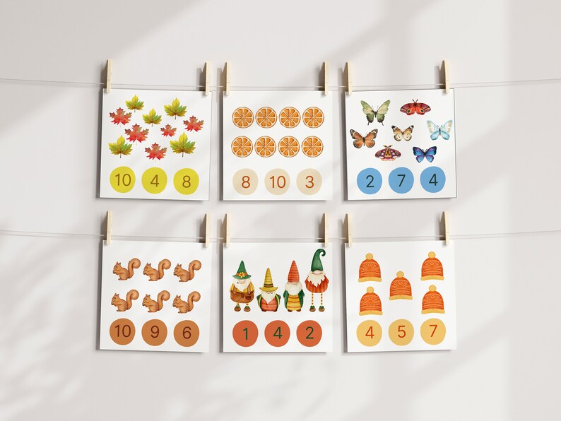 10 Number Flash Cards count and Clip Number Cards 1-10 - Etsy