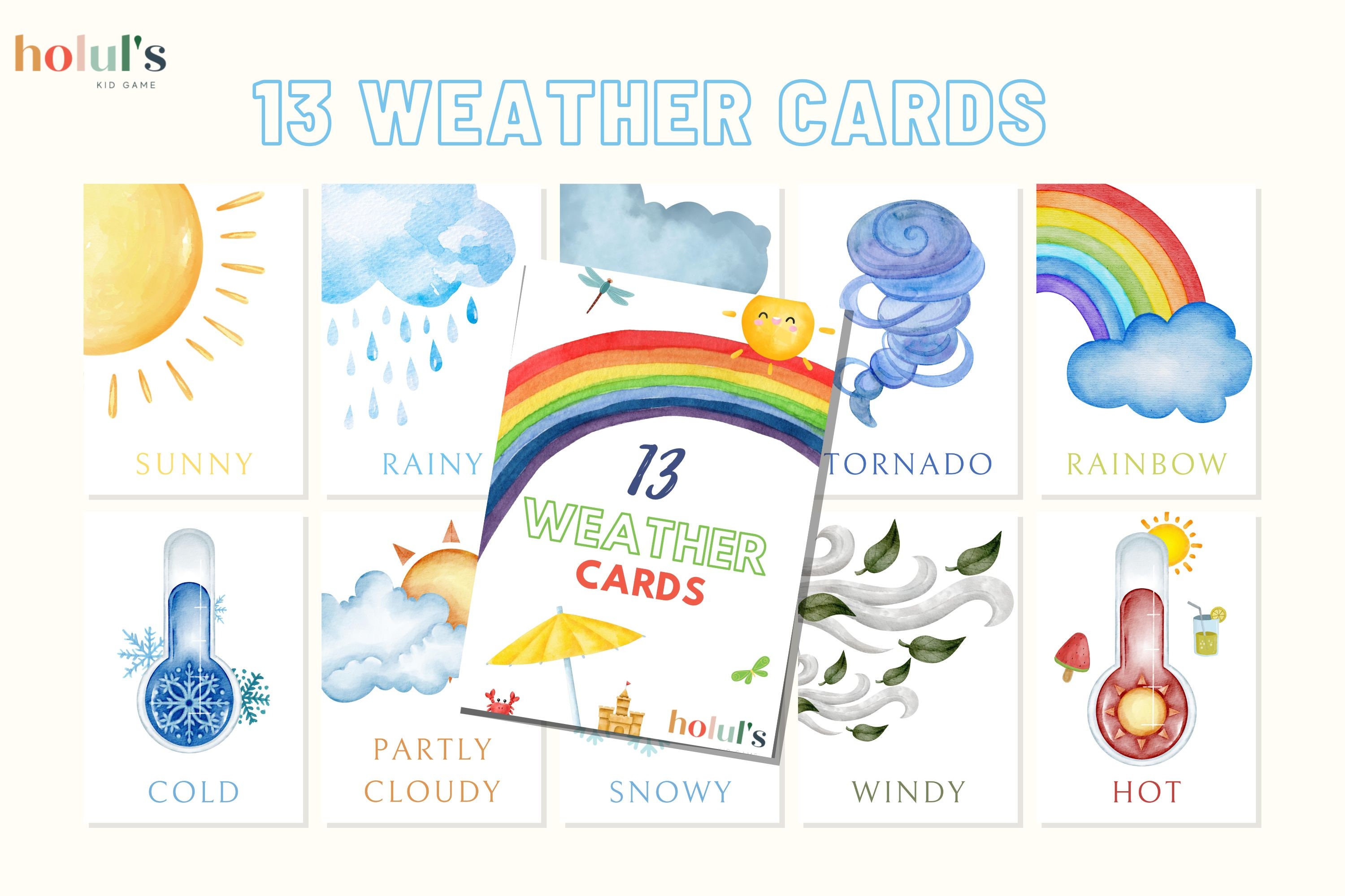 13 Weather Cards • Weather Flashcards • Montessori Flashcards ...