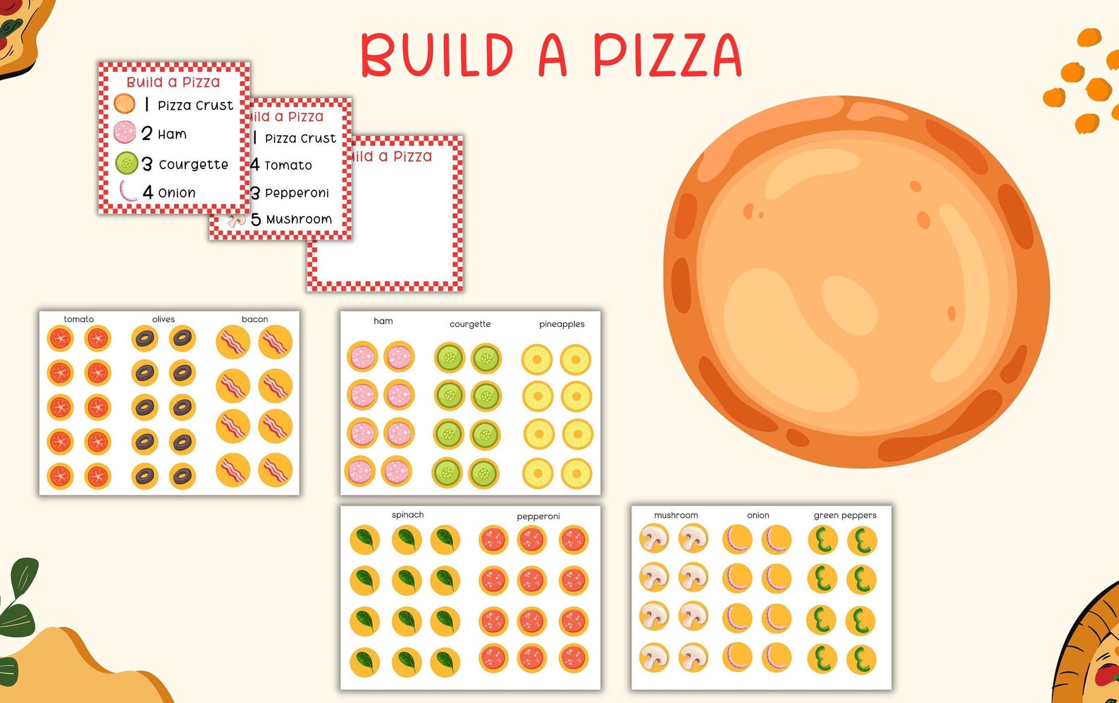 Build A Pizza • Pizza Counting Worksheet • Build A Pizza Playset ...