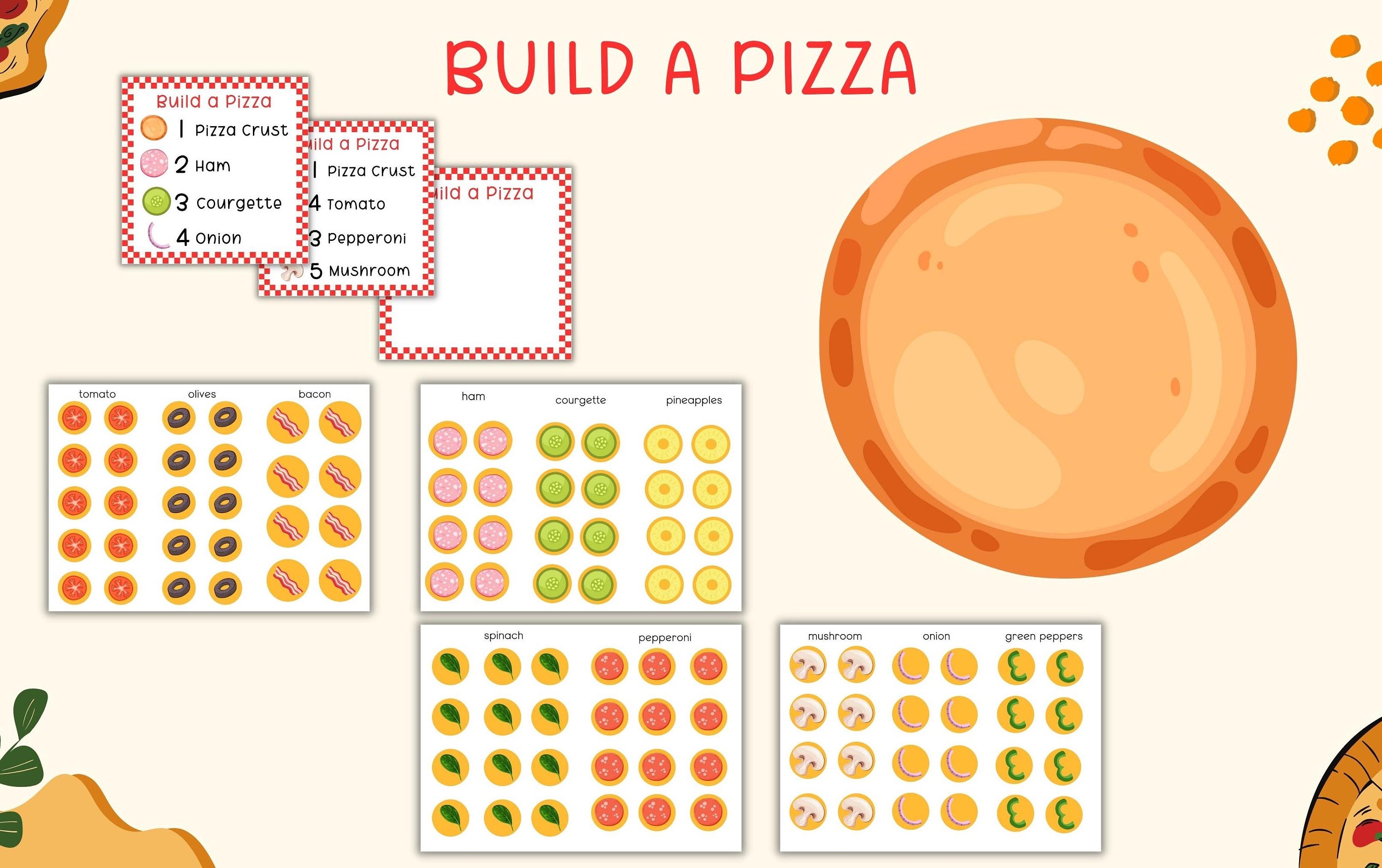 Build A Pizza • Pizza Counting Worksheet • Build A Pizza Playset ...