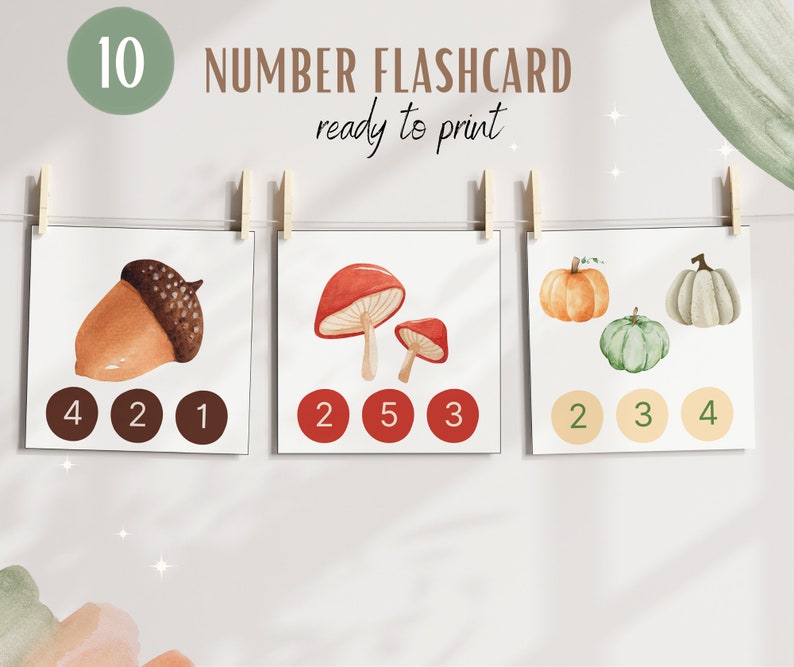10 Number Flash Cards •count and Clip • Number Cards 1-10 •montessori ...
