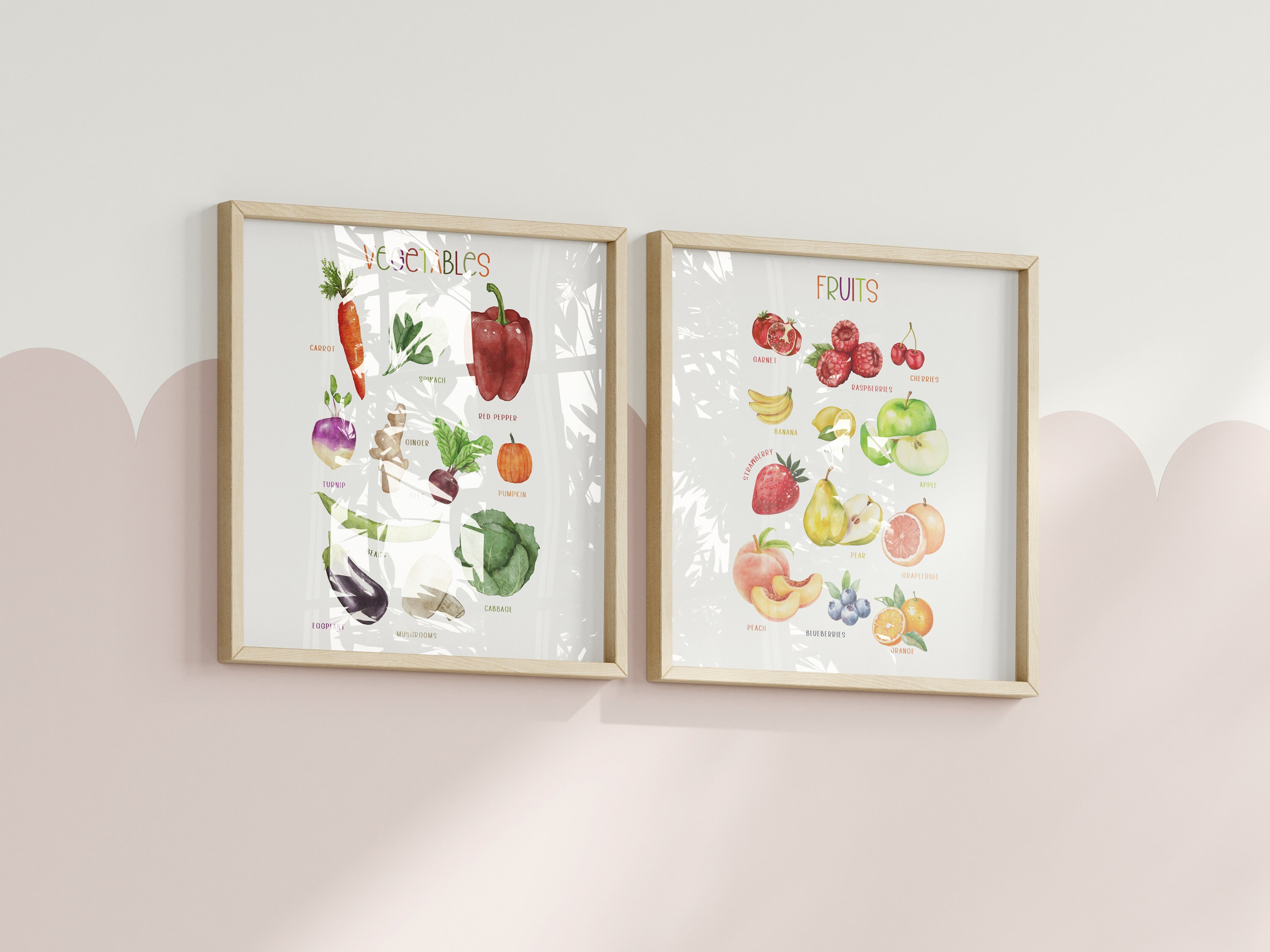 Set of 2 Educational Posters • Fruits Poster • Vegetables Poster ...