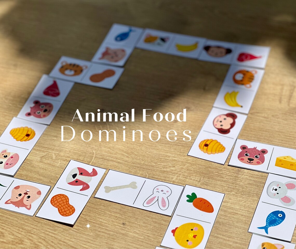 Animal Food Dominoes Printable Kids Activities Planning - Etsy
