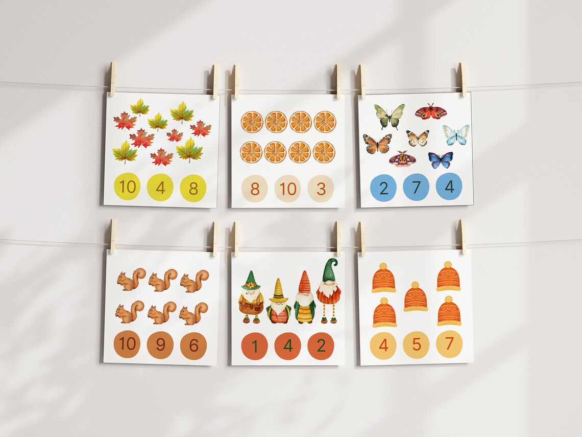 10 Number Flash Cards •count and Clip • Number Cards 1-10 •montessori ...