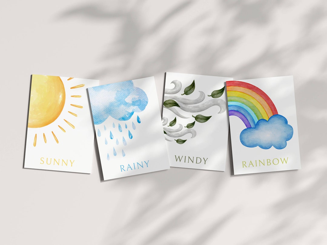 13 Weather Cards • Weather Flashcards • Montessori Flashcards ...