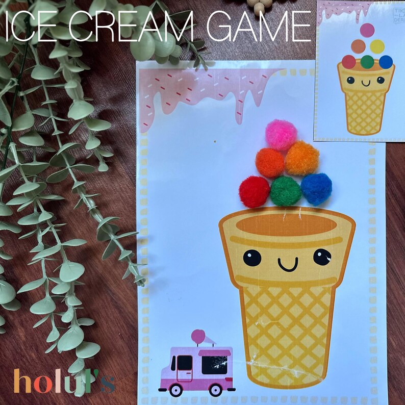 Ice Cream Pattern Activity • Build an Ice Cream With Pompoms • Fine ...