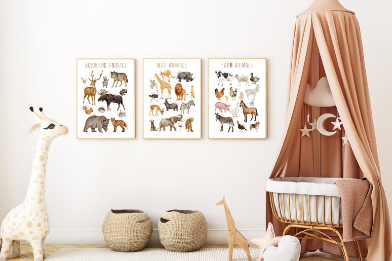 Set of 6 Educational Posters • Kids Animal Posters • Classroom Decor ...