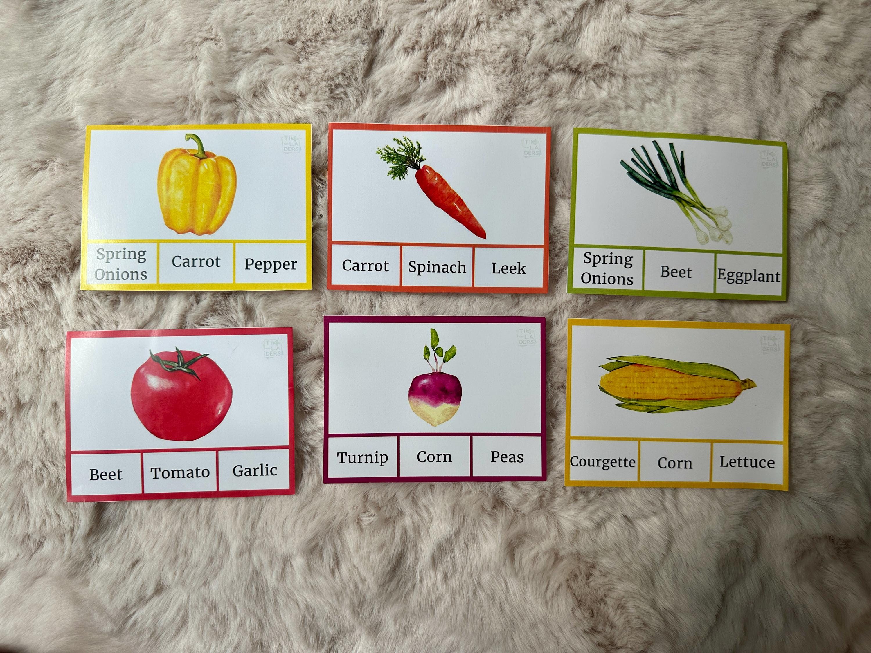 30 Matching Vegetables Flash Cards • Educational Game • Memory Game ...
