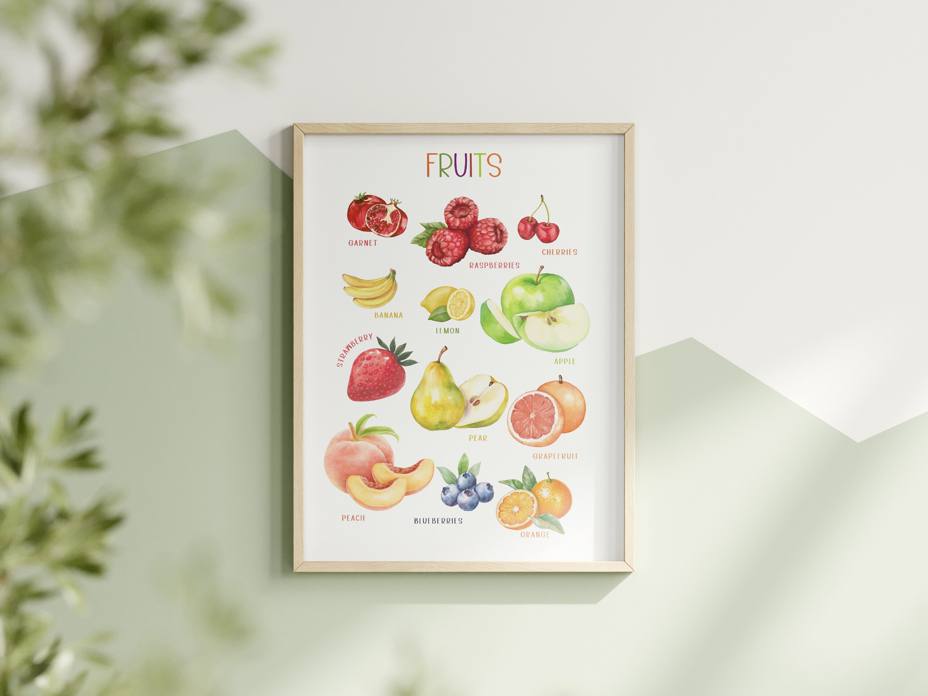 Set of 2 Educational Posters Fruits Poster Vegetables Poster Montessori ...