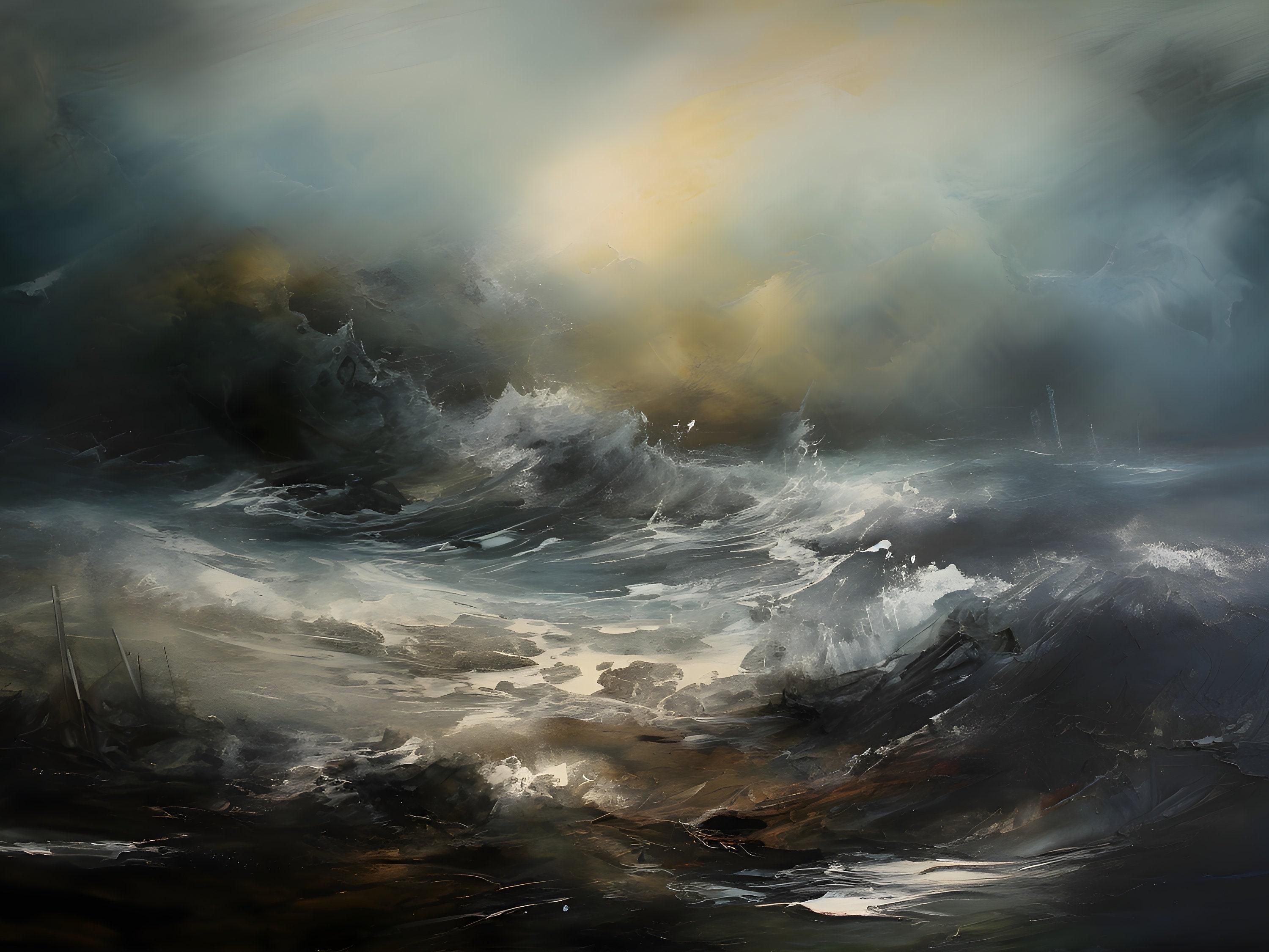 Stormy Seascape J.M.W. Turner Style Painting High Quality, Multiple ...