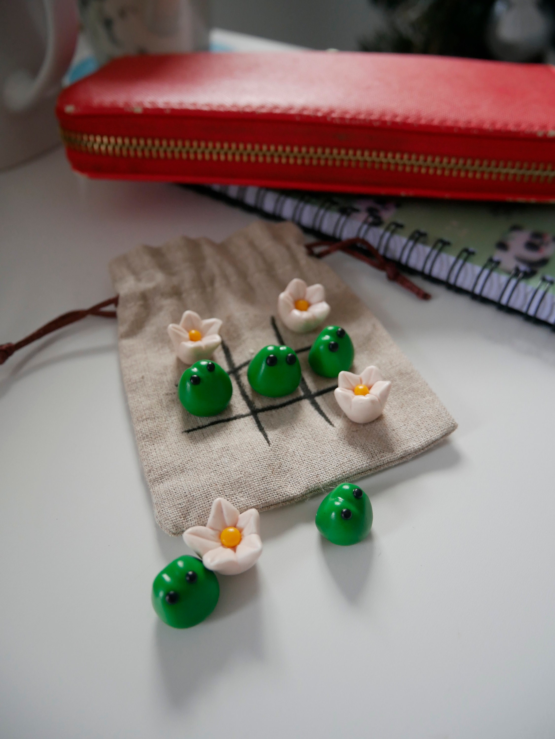 Portable Tic-tac-toe Bag Game Kid Friendly Game Pouch With Handcrafted ...