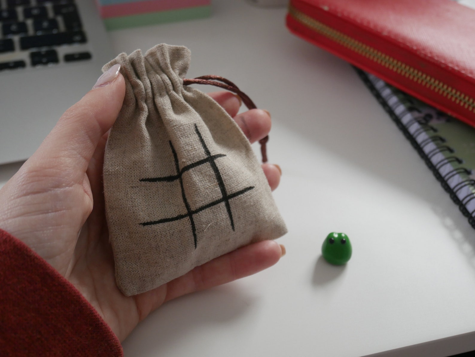 Portable Tic-tac-toe Bag Game Kid Friendly Game Pouch With Handcrafted ...
