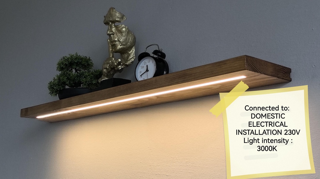 Pine Wall Shelf With LED Lighting – Adjustable Light - Etsy