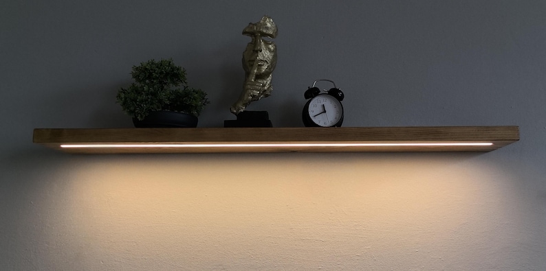 Pine Wall Shelf With LED Lighting – Adjustable Light - Etsy UK