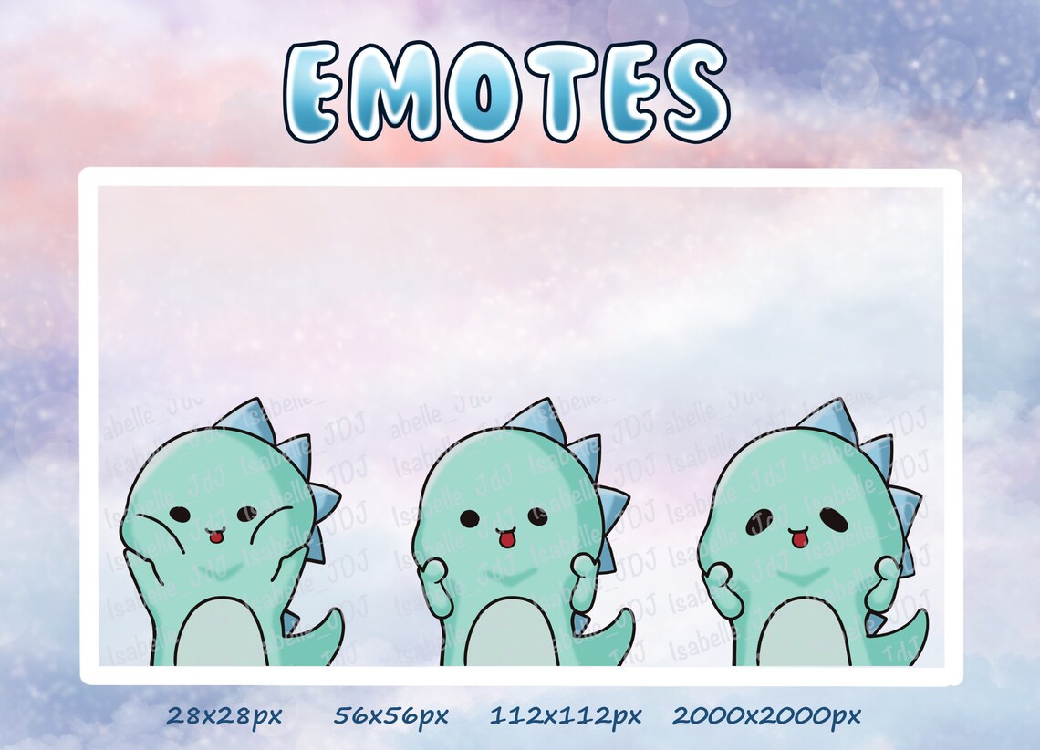 Pack 2 Cute Dinosaur Emote Green Dinosaur Emote Dino Emote for Twitch ...