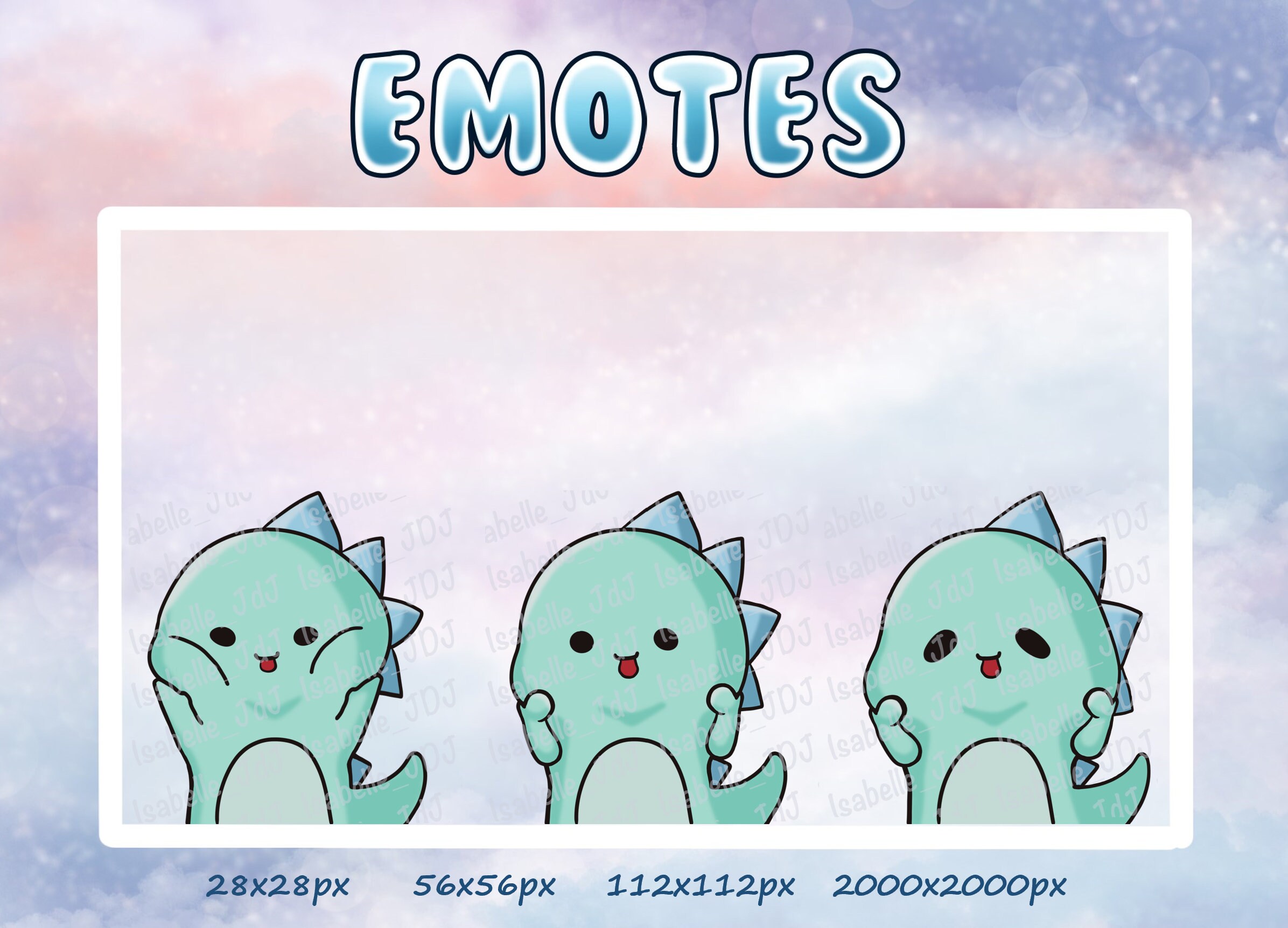 Pack 2 - Cute Dinosaur Emote Green Dinosaur Emote Dino Emote for Twitch ...