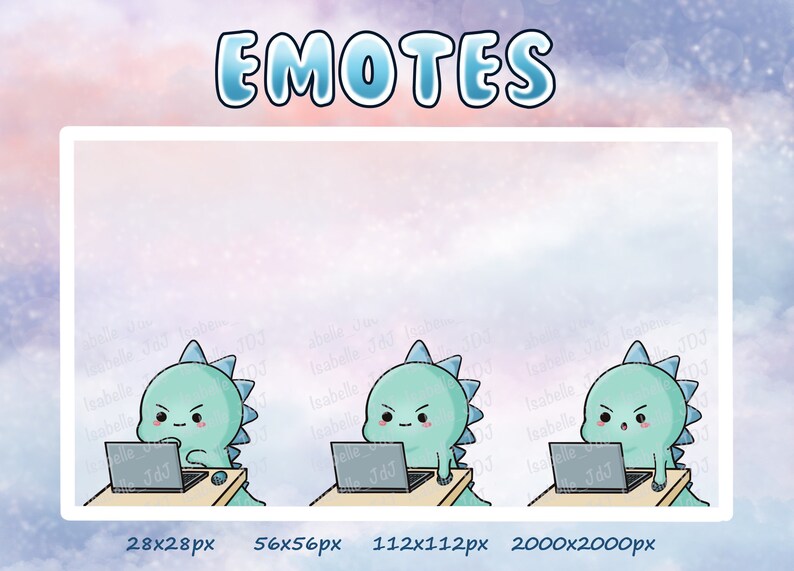 Pack 2 Cute Dinosaur Emote Green Dinosaur Emote Dino Emote for Twitch ...
