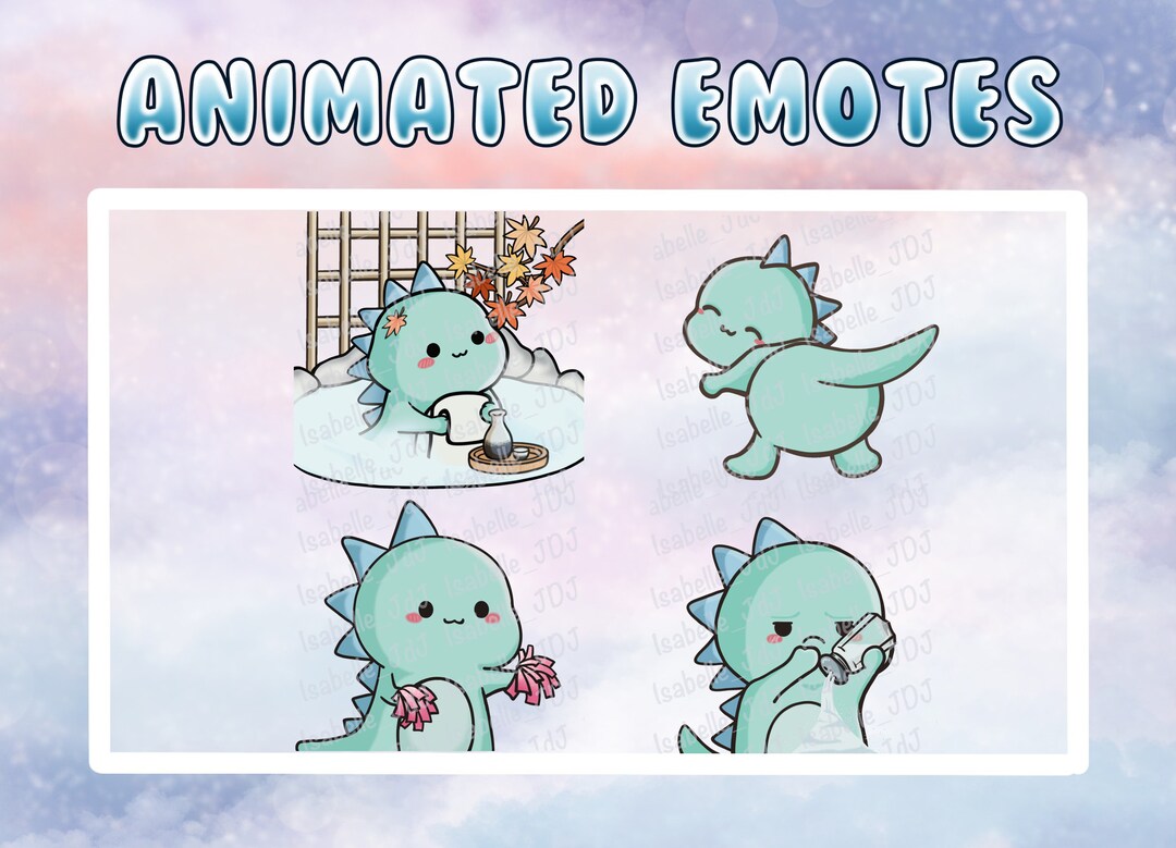 Pack 3 - 4xanimated Green Dinosaur Emote Cute Dino Emote for Twitch ...