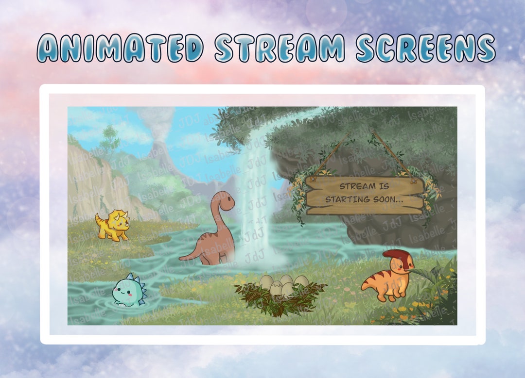 4 ANIMATED Dinosaur Twitch Screens Cute Dino Screen Overlay Twitch ...