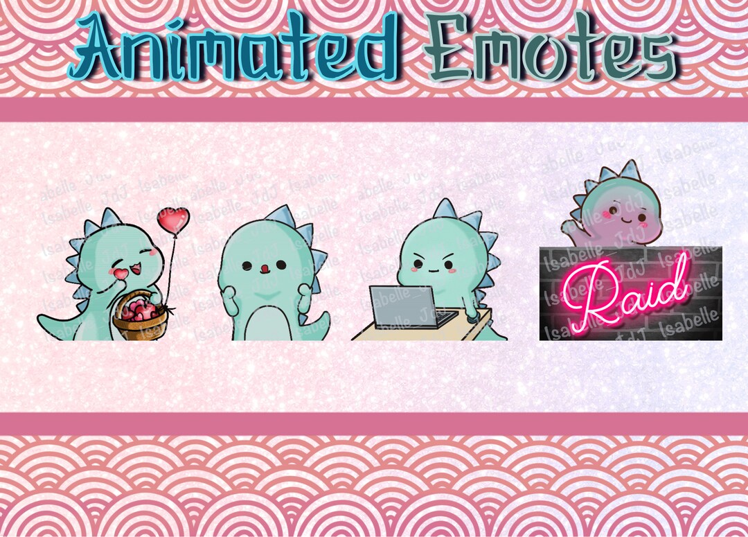 Pack 2 - 4xanimated Green Dinosaur Emote Cute Dino Emote for Twitch ...