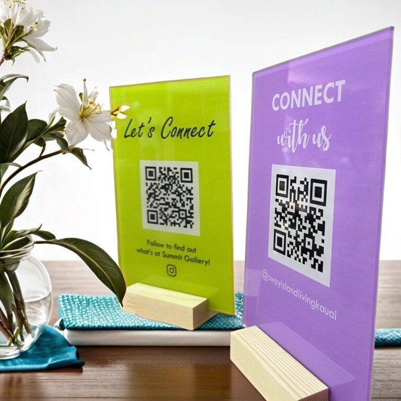 Custom Payment QR Code Sign 4x6 Acrylic With Wooden Stand Venmo, Paypal ...