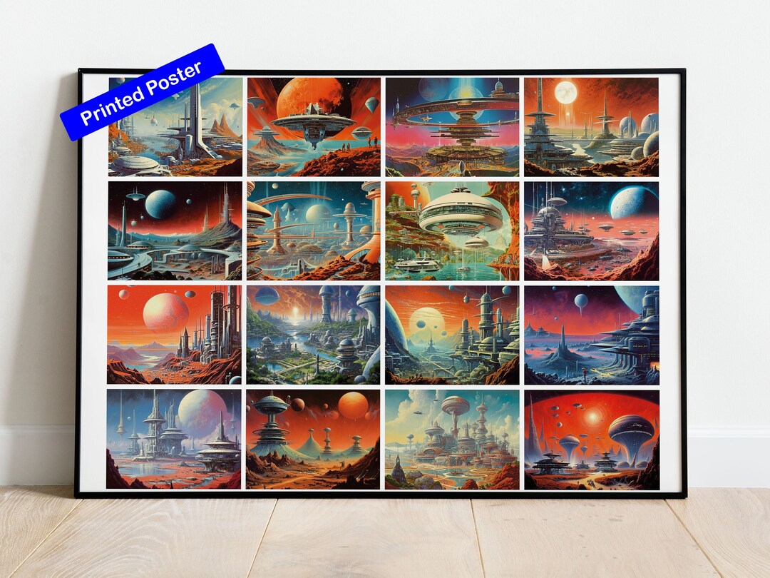 Retro Sci-fi Poster Distant Alien Cities | Set 02 | Eco-friendly Print ...
