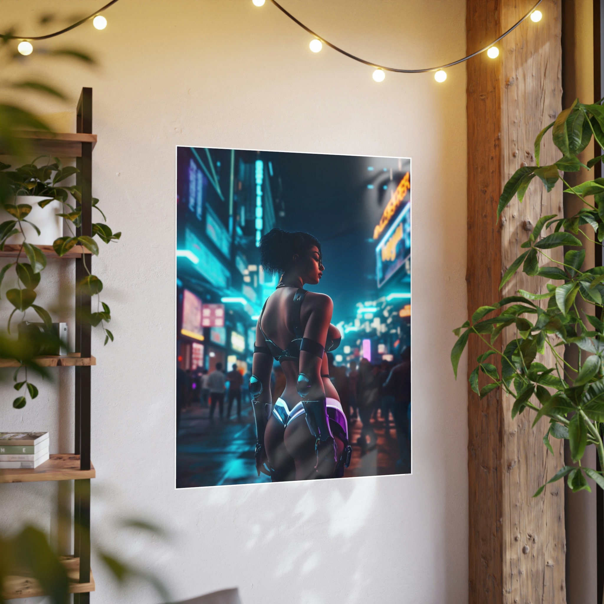 Cyberpunk Girl Nightlife Poster Neon Light Wall Art Printed Poster ...