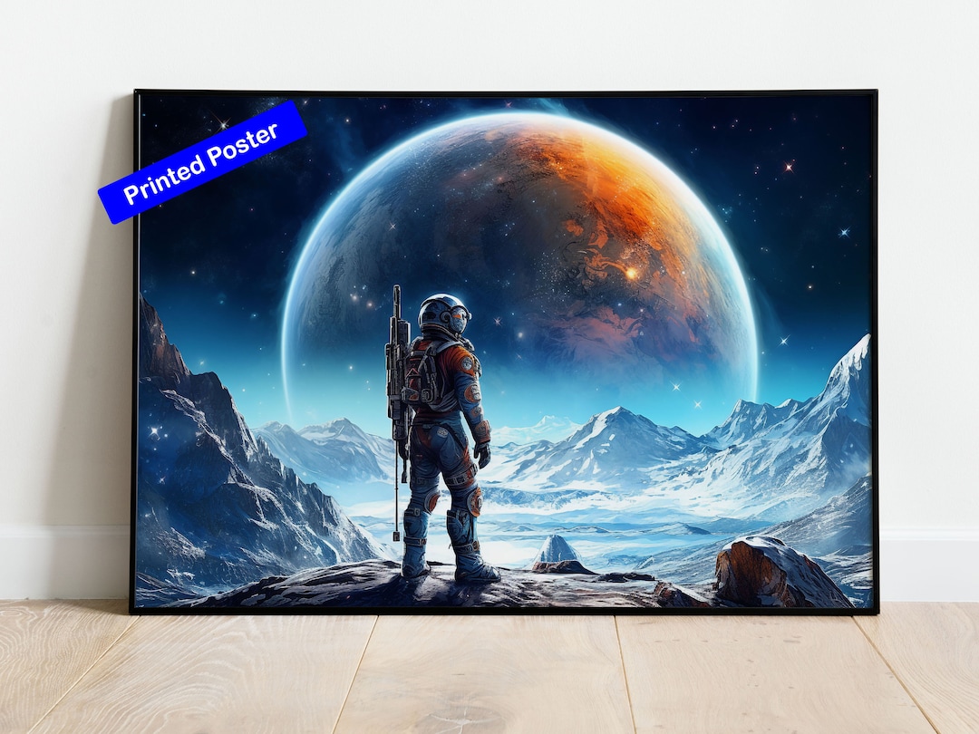 Astronaut on Asteroid Space Scene Poster | Eco-friendly Fsc-certified ...