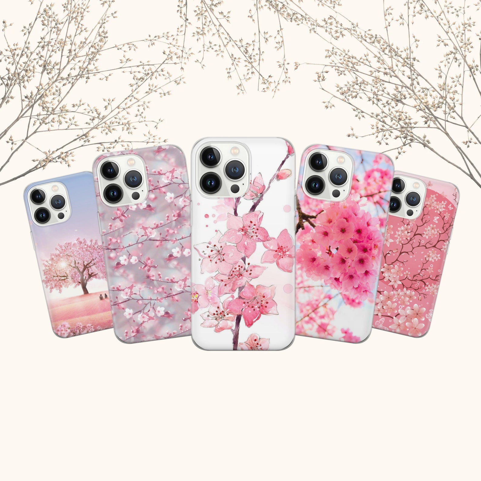 Sakura Phone Case Cherry Blossom Cover for iPhone 15 14 13 12 Pro 11 XR ...