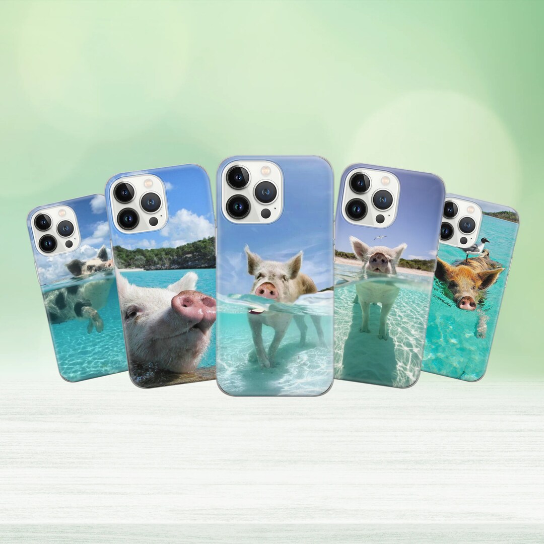 Piggy Phone Case Swimming Pig Cover for iPhone 15 14 13 12 Pro 11 XR ...