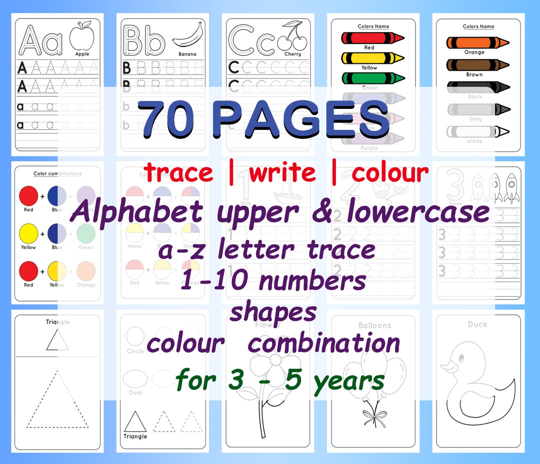 70 hojas de trabajo imprimibles para trazar las letras, los números y ...