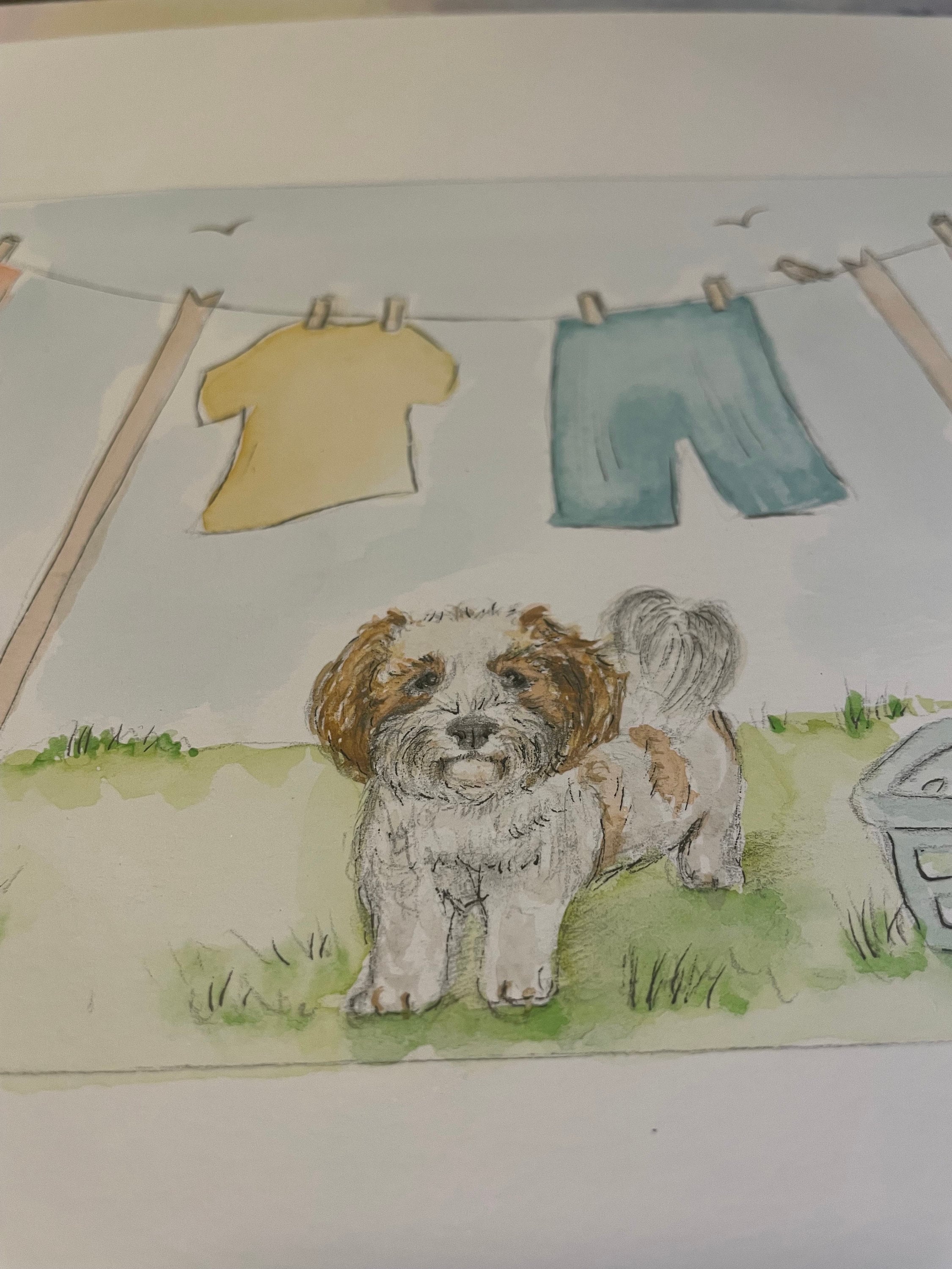 Love Your Laundry Room With This Whimsical Washing Line Watercolour ...