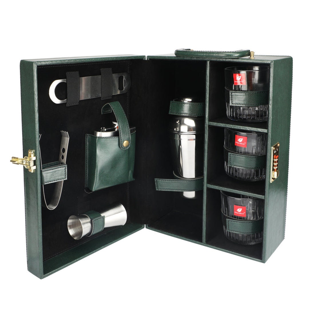 Leatherette Portable Bar Set: Cocktail Tool Kit With Whiskey Glasses - Etsy