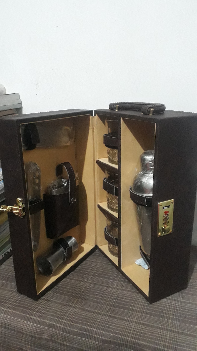 Leather Elegant Bar Accessories Tool | Portable Leatherette Briefcase ...