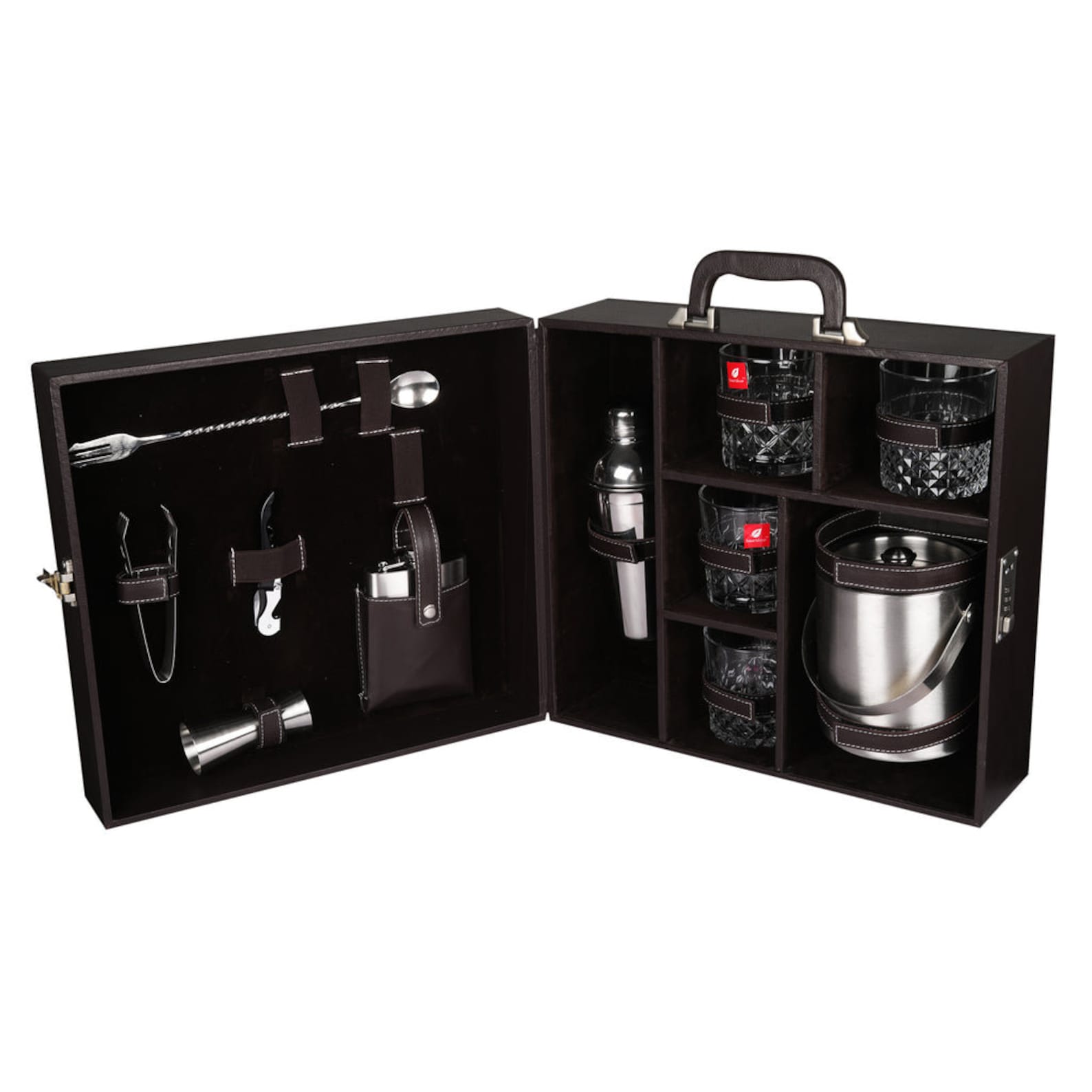 Vegan Black Bar Accessories Tool Box | Portable Leatherette Briefcase ...