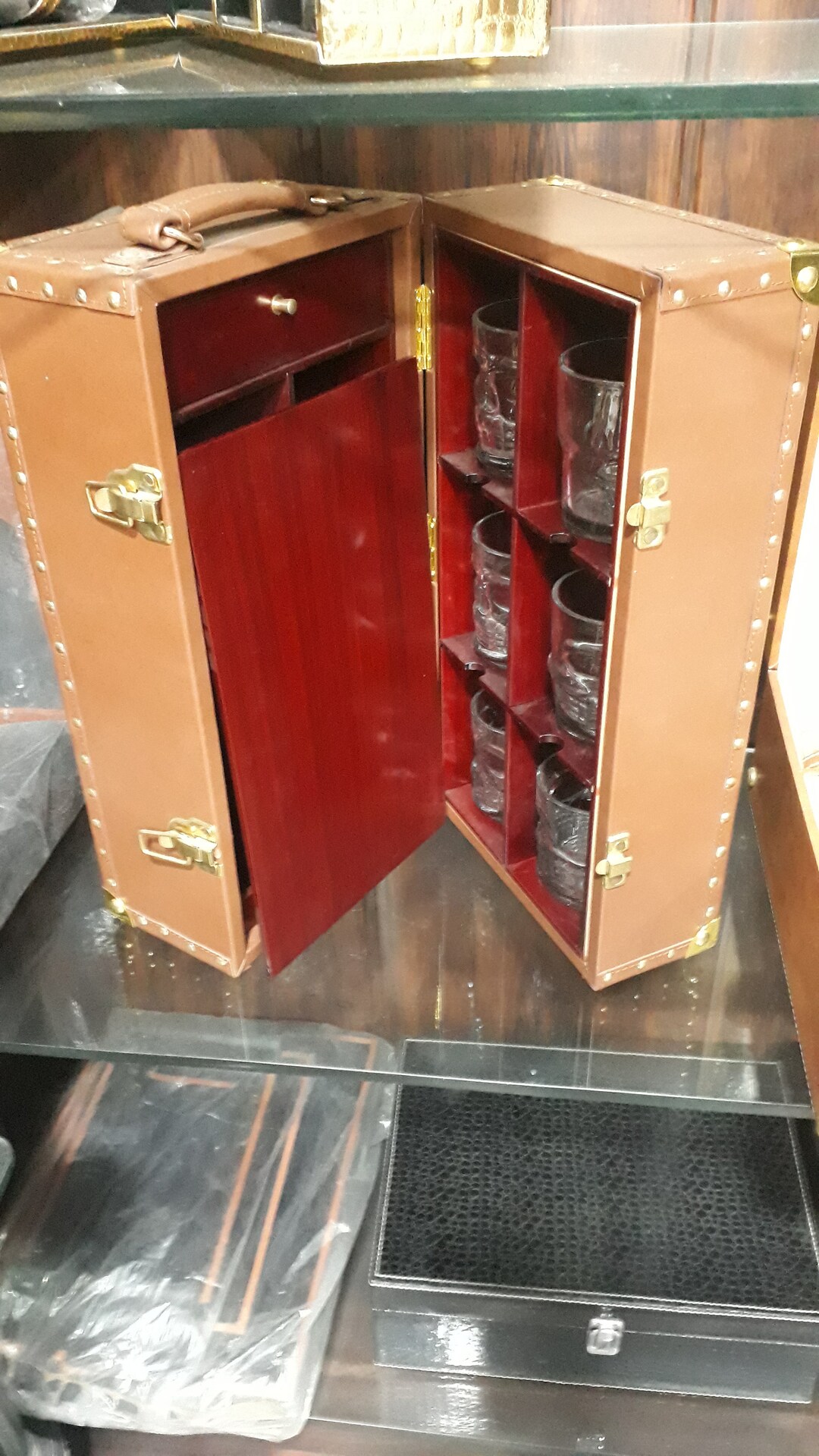 Leather Barset Box Accessories Tool | Portable Leatherette Briefcase ...