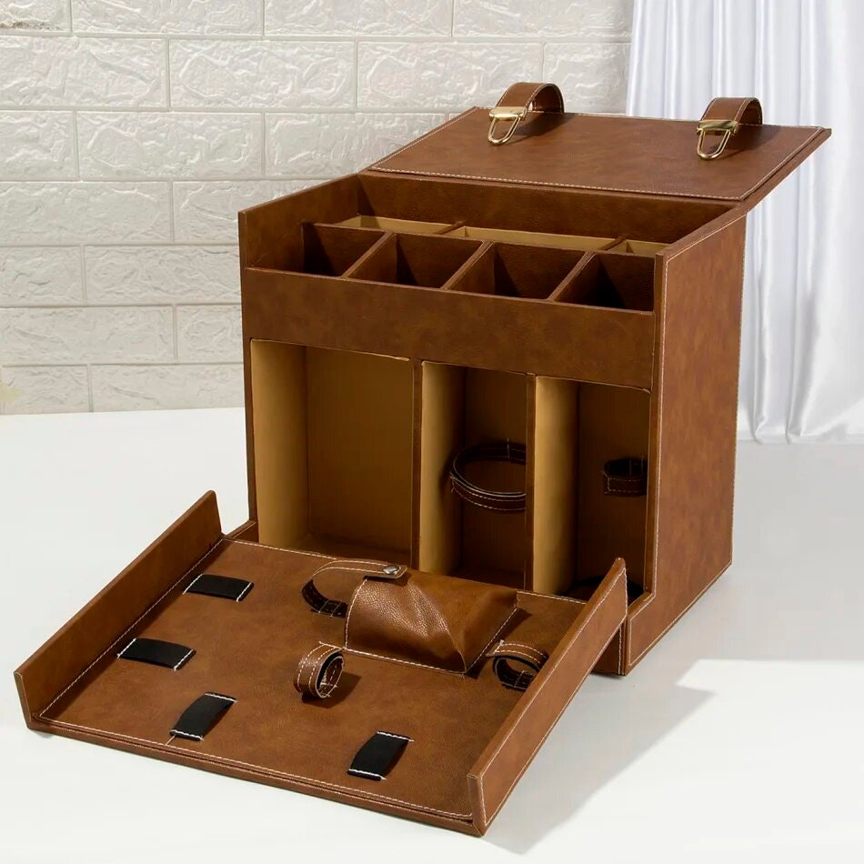 Vegan Leather Portable Bar Set | Briefcase Style - Etsy