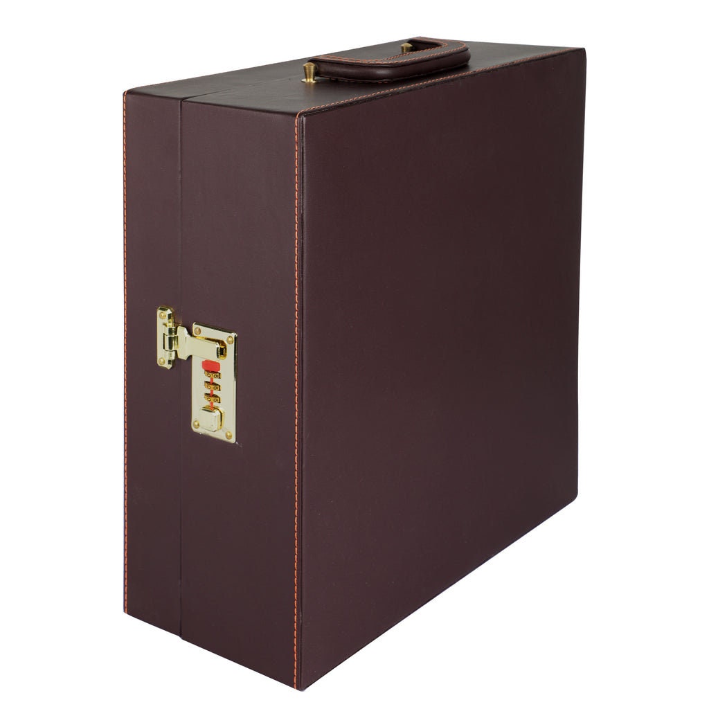 Vegan Brown Bar Accessories Tool Box | Portable Leatherette Briefcase ...