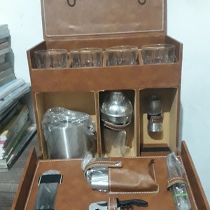 Vegan Leather Portable Bar Set | Briefcase Style - Etsy