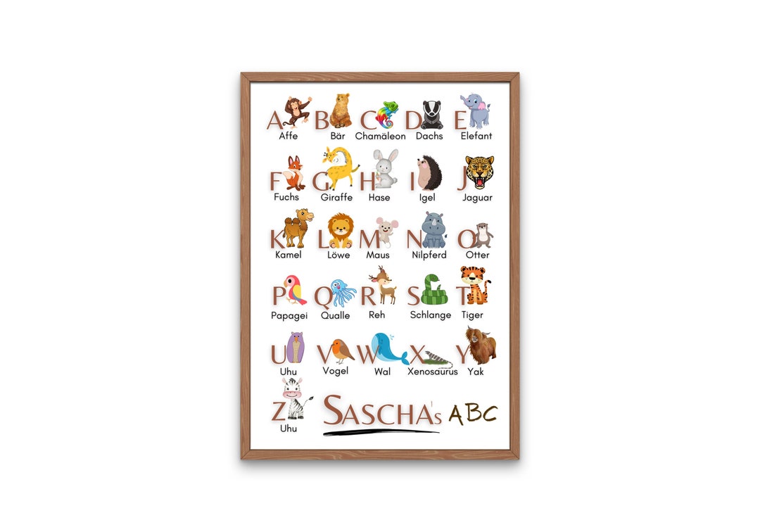 ABC Poster für Kinder PERSONALISIERT Geschenk Kinder Tier - Etsy Schweiz