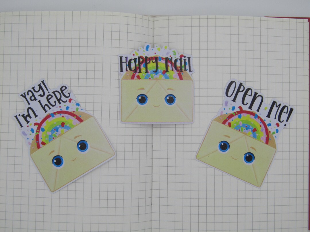 Handmade Happy Mail Sticker Set 3 Designs 45 Pieces Rainbow Envelope ...