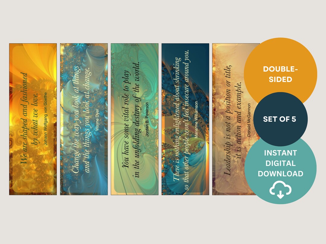 Printable Bookmarks With Inspirational Quotes: Double-sided Set of ...