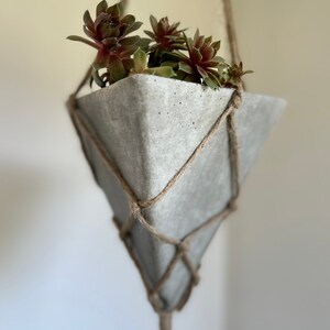 Outdoor Hanging Planter Pots Triangular Pyramid Shape Natural Cement ...