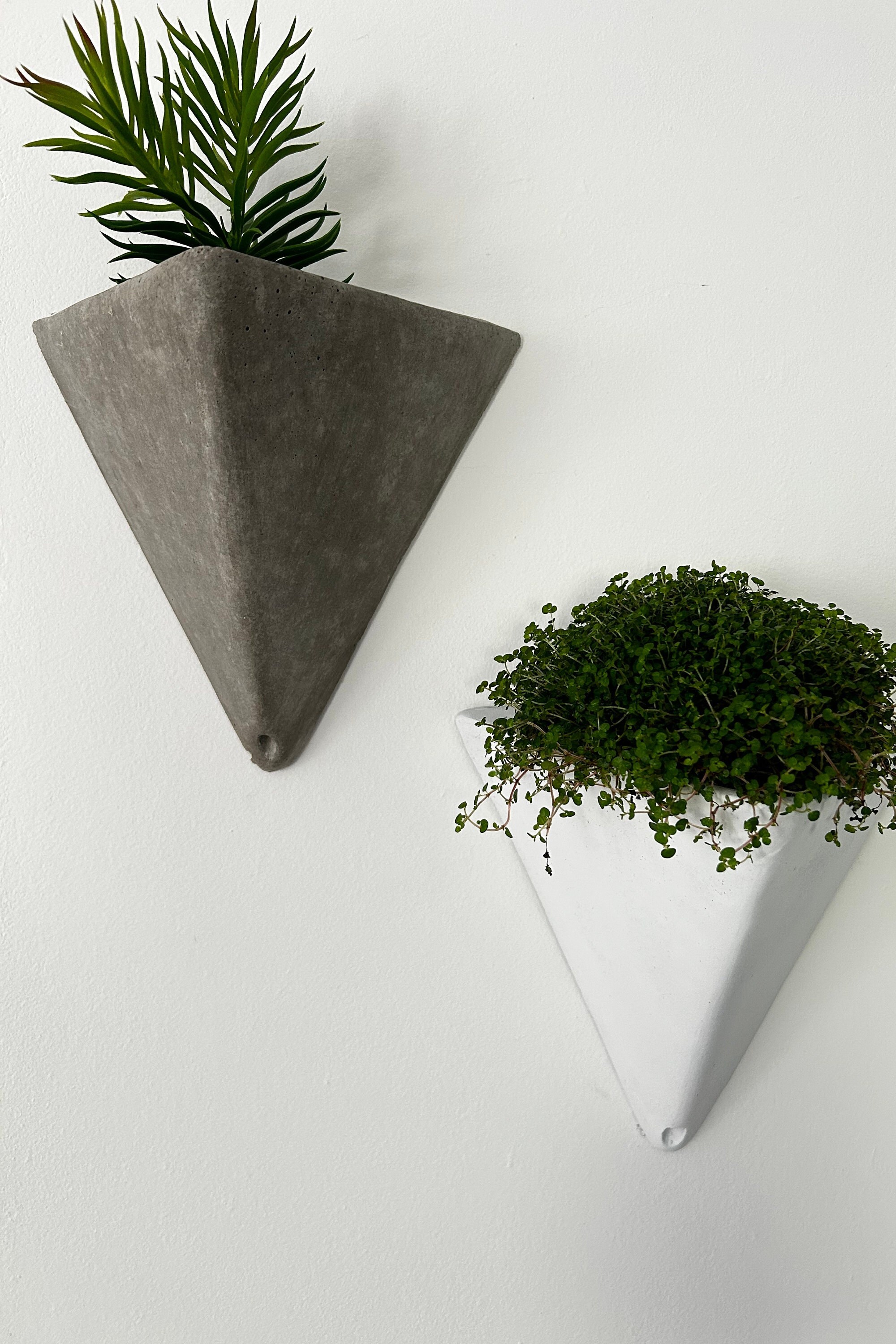 Outdoor Hanging Planter Pots Triangular Pyramid Shape Natural Cement ...