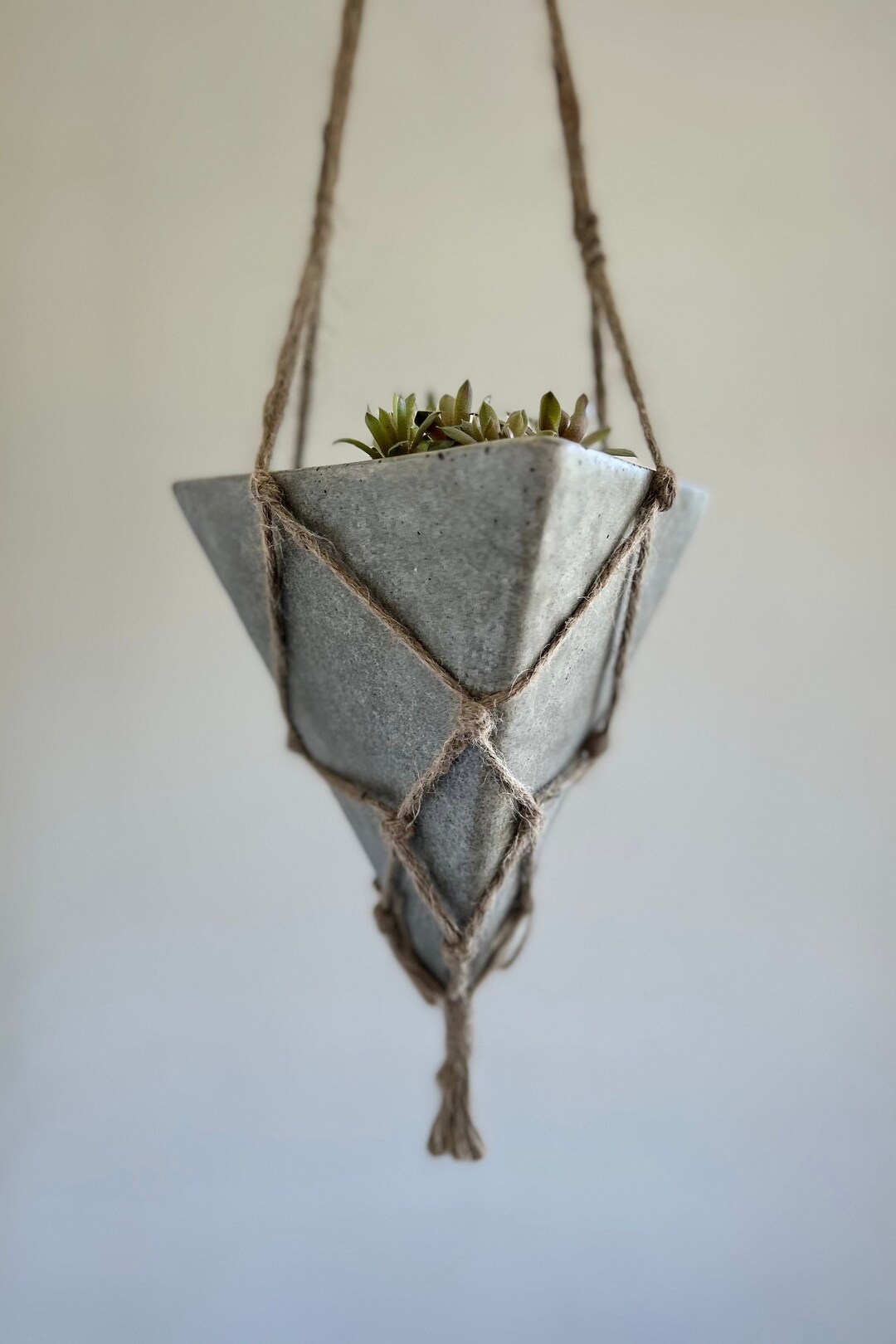 Outdoor Hanging Planter Pots Triangular Pyramid Shape Natural Cement ...