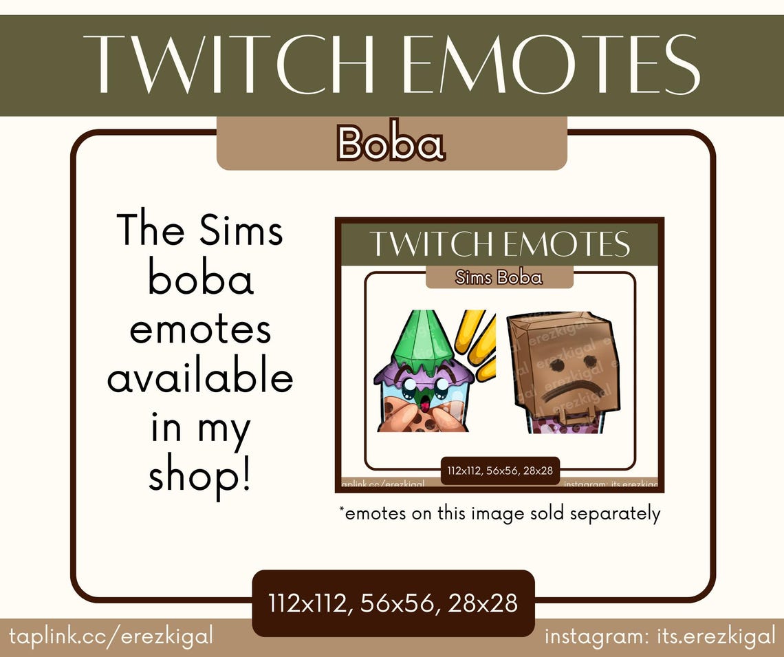 Boba Bubble Tea Emotes | Kawaii, Cute, Raid, Hype, Lurk, Love PNG ...