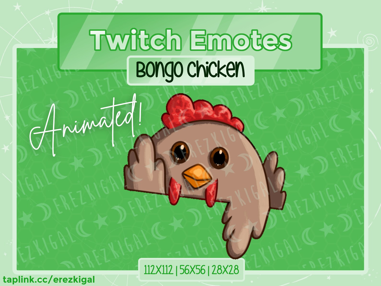ANIMATED Bongo Chicken Emote Kawaii, Cute, Hen, Drum, Excited GIF ...