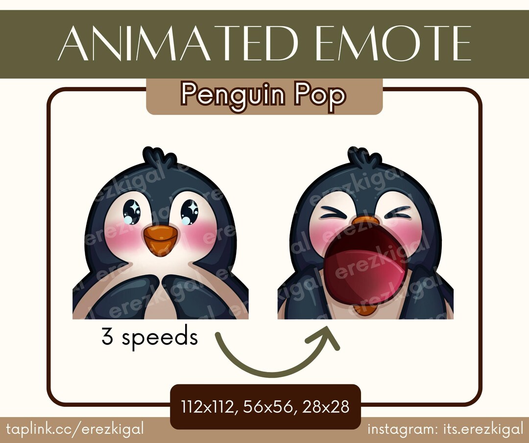 ANIMATED Penguin Pop Emote | Kawaii, Cute, Hype, Pop Cat GIF Emotes for ...