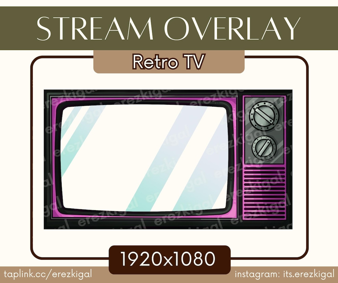 Retro TV Overlay Frame for Twitch & Youtube | Pink Vintage Stream ...