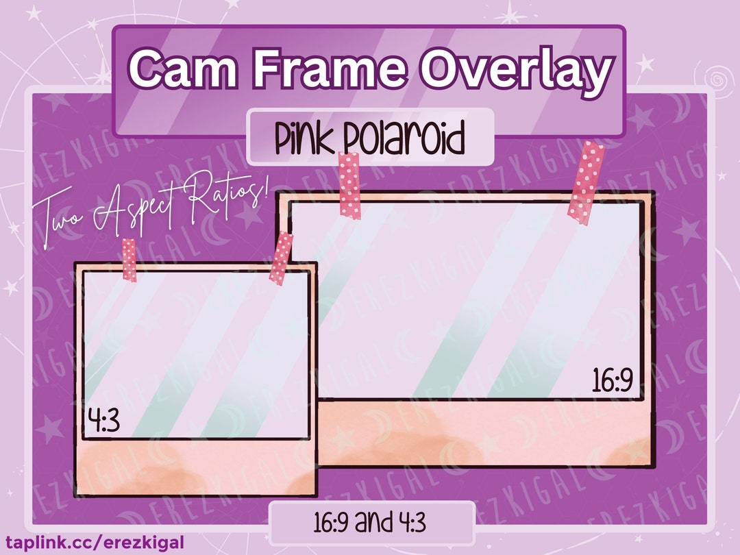 Pink Polaroid Camera Overlay | Webcam Frame, Stream Assets, Kawaii ...